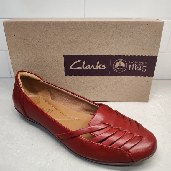 Clarks | Shoes | Clarks Womens Gracelin Gemma Red Flats 62m | Poshmark